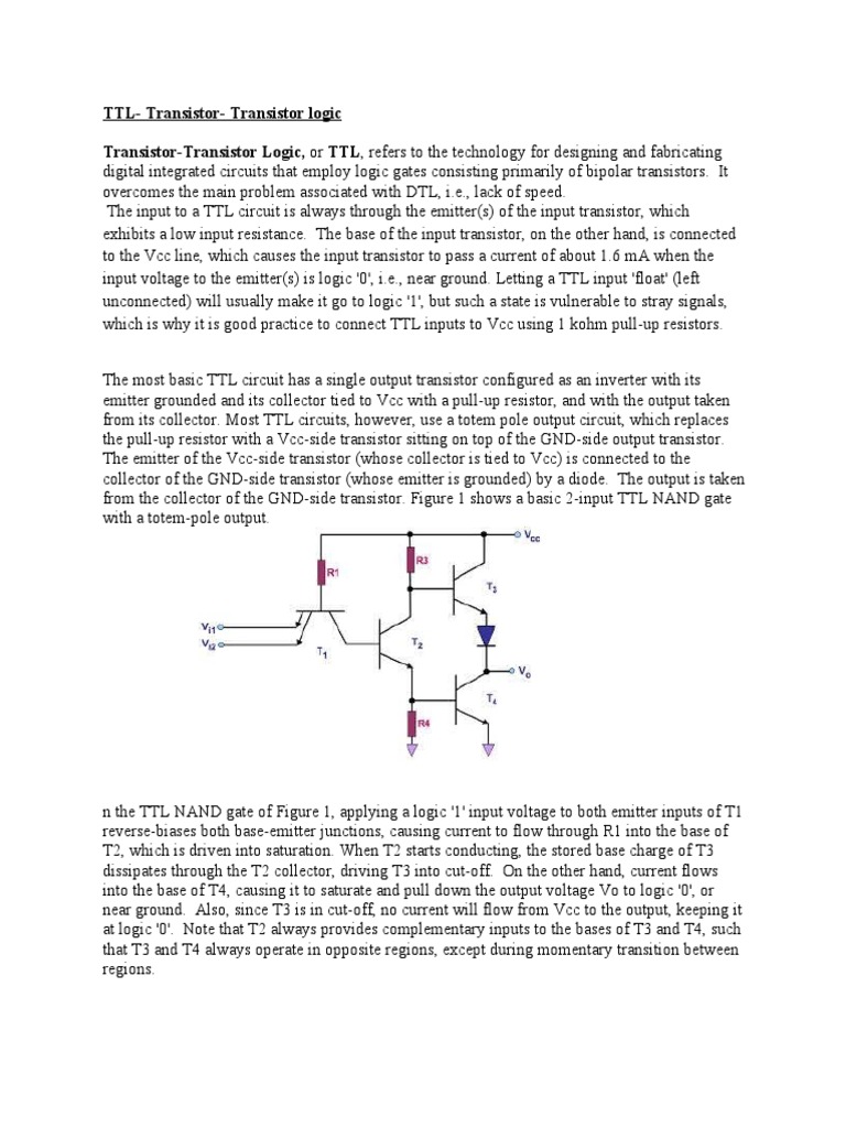 TTL-Transistor - Transistor Logic Transistor-Transistor Logic, or TTL ...
