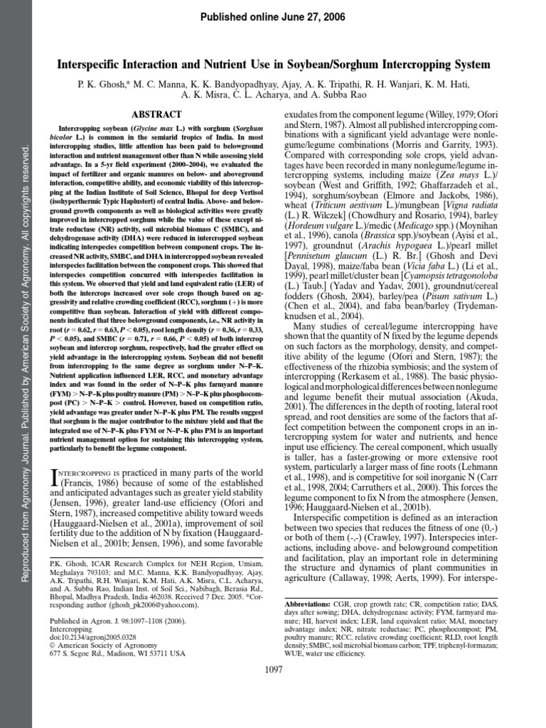 Jurnal Row Cropping PK Gosh | PDF | Soil | Legume