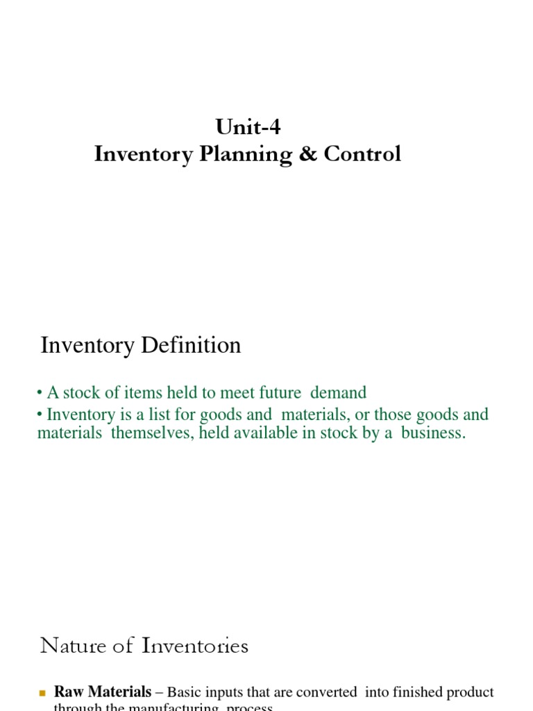 Inventory Planning and Control Overview | PDF | Inventory | Demand