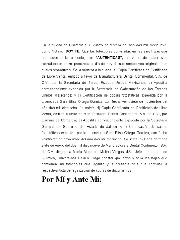 Certificados de Libre Venta | PDF