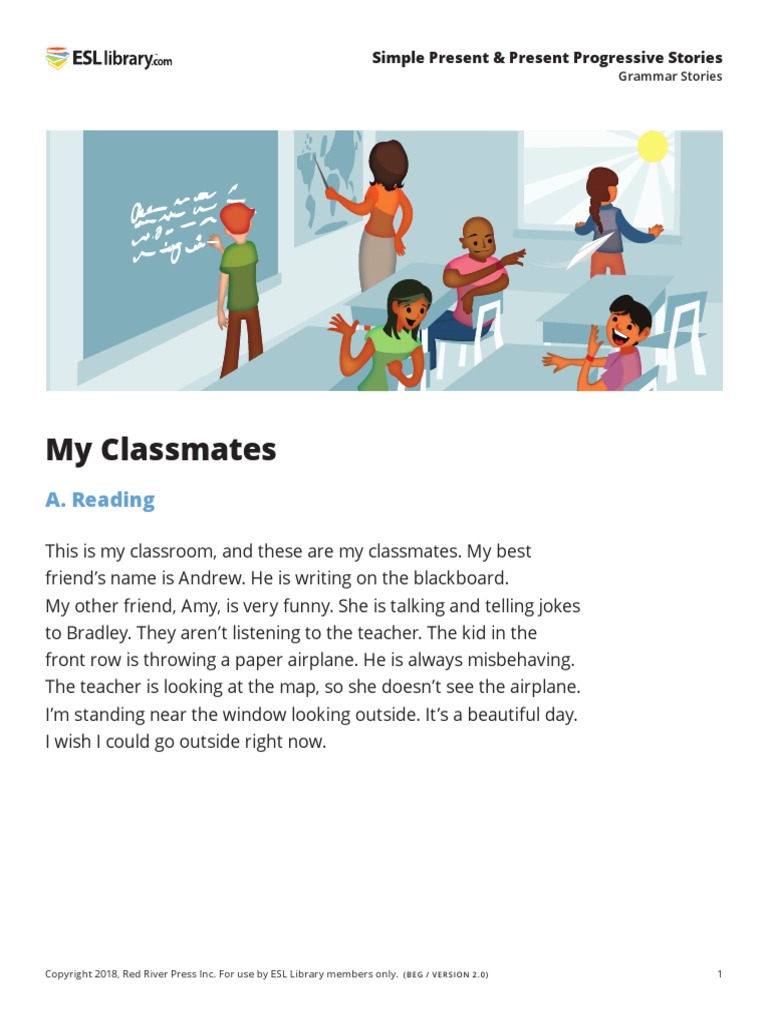 90 - Simple Present and Present Progressive Stories - US | PDF