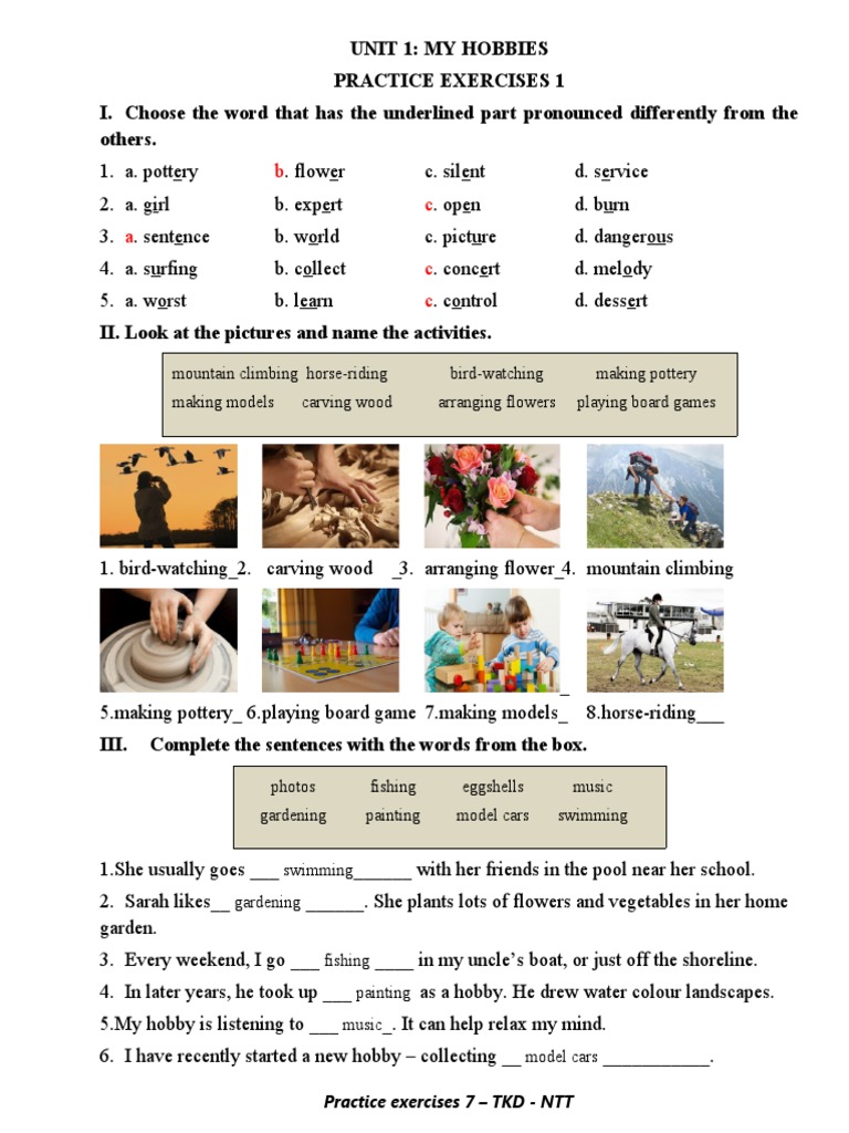 Unit 1.1 | PDF | Hobbies