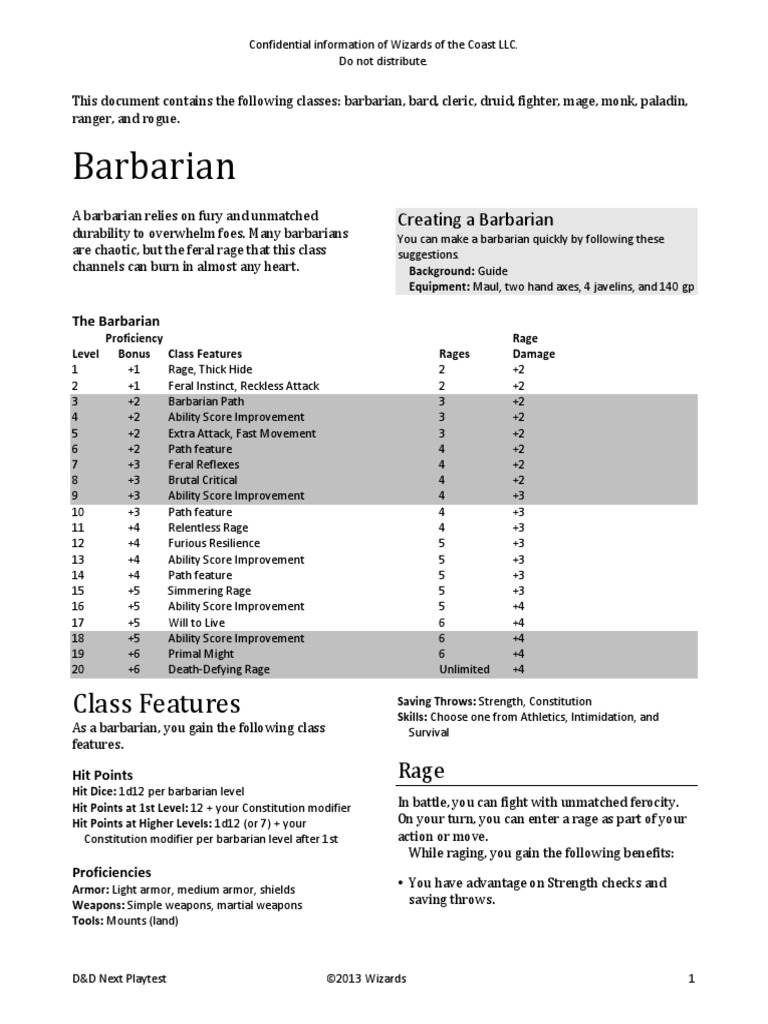 Barbarian: Class Features | PDF