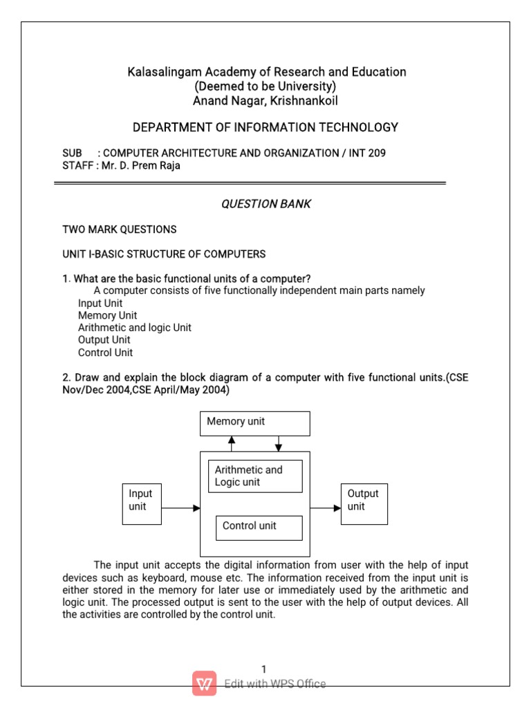 CAO - Question Bank | PDF