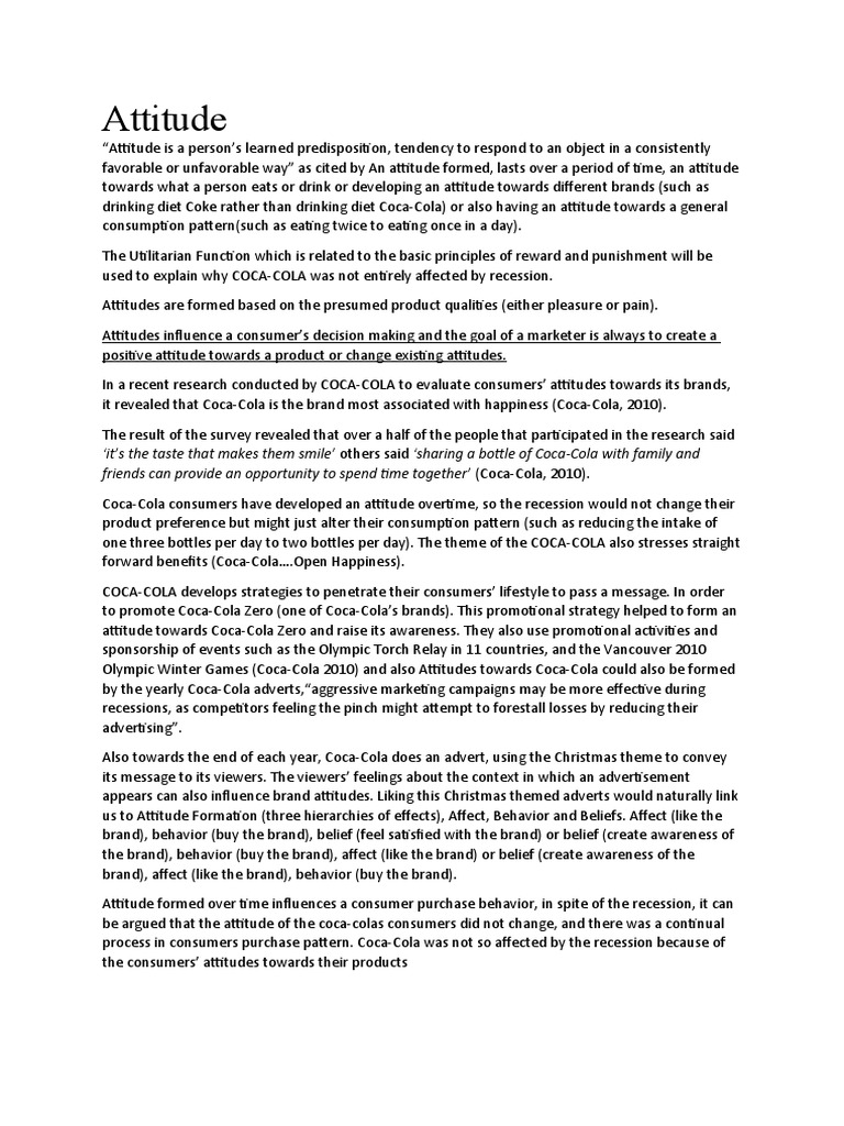 Attitude Final CB Project | PDF | Coca Cola | Attitude (Psychology)