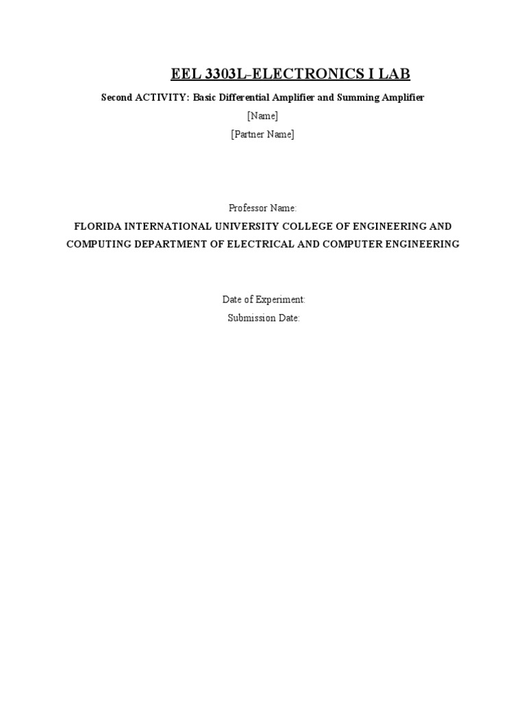Revised Lab | PDF | Amplifier | Electrical Network