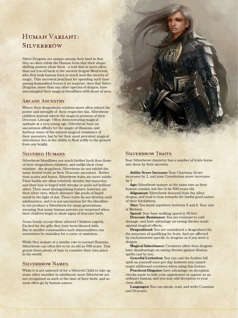 Silverbrow (Human Variant) by ClockWork Dragon | PDF