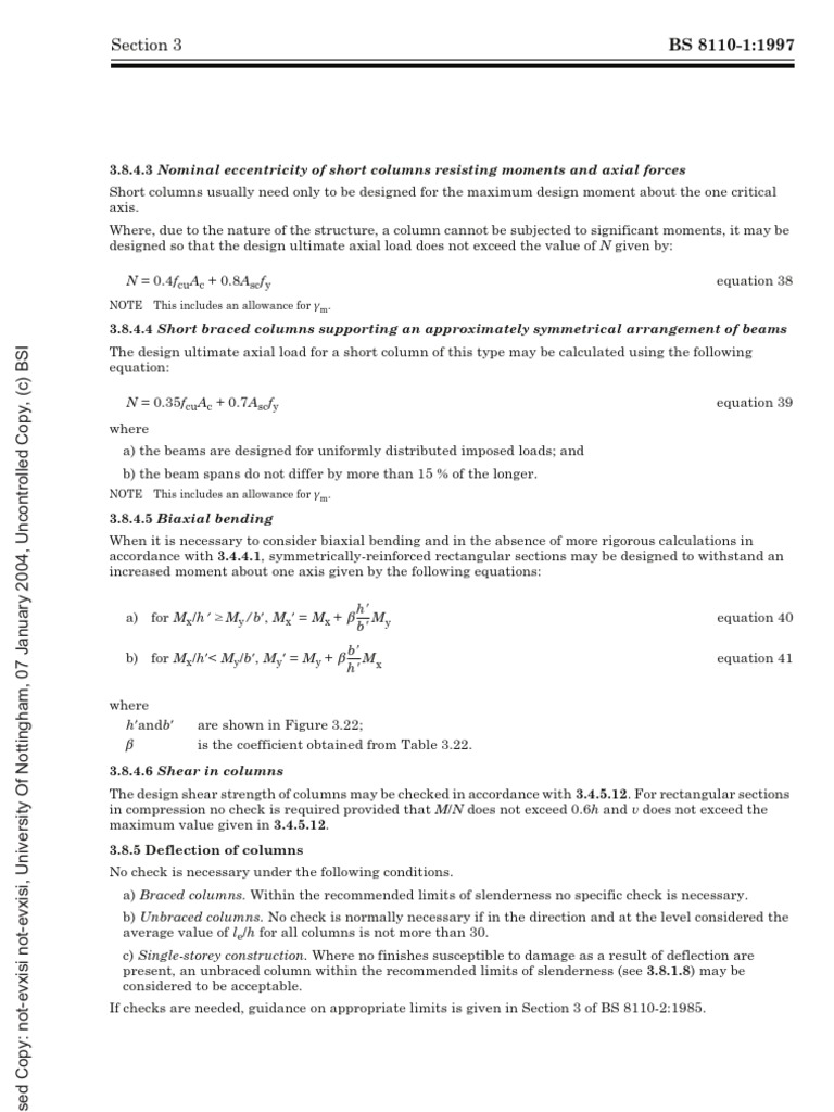 BS8110 Part 1 1997.unlocked | PDF | Beam (Structure) | Column