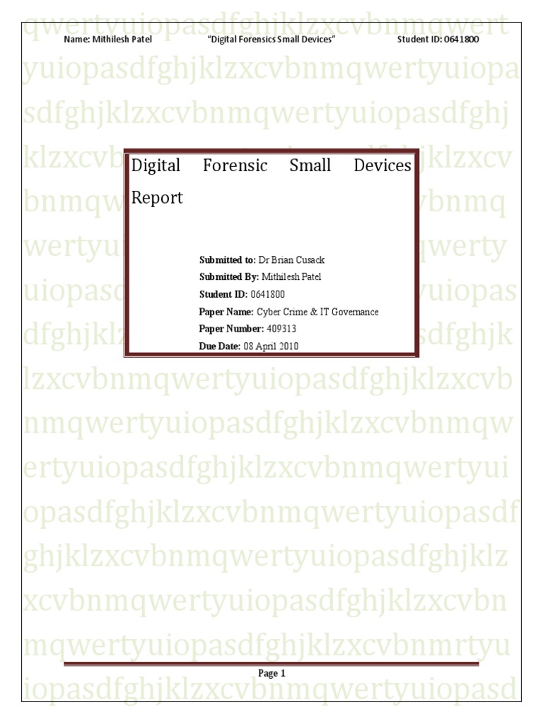 Final Digital Forensic Small Devices Report | Download Free PDF ...