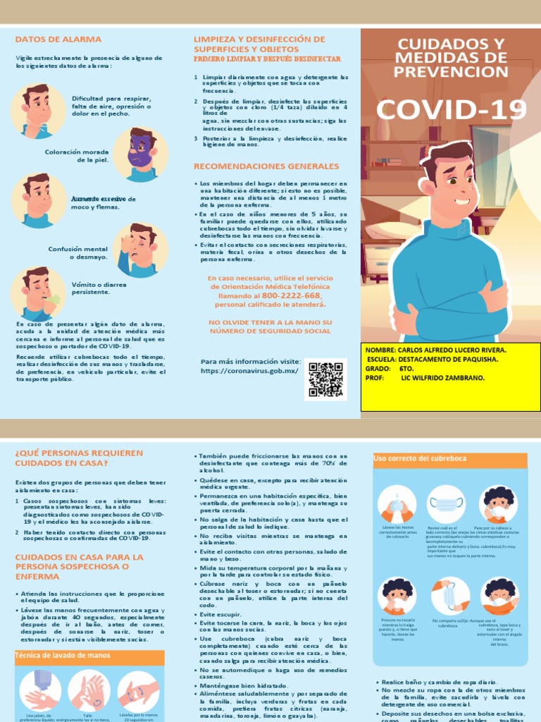 Triptico-Cuidados Covid | PDF | Lavado de manos | Agua