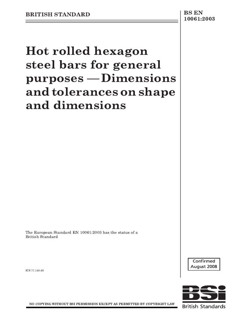 BS en 10061-2003 (2008) | PDF | Engineering Tolerance