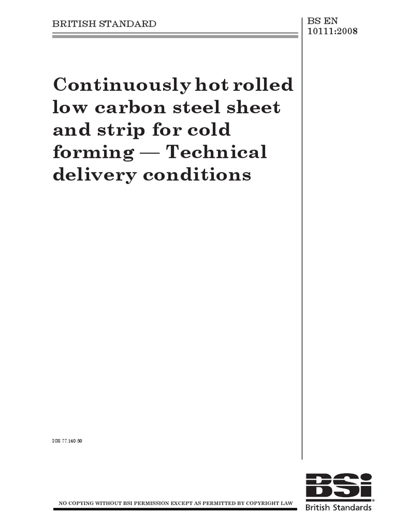 BS en 10111-2008 | PDF | Sheet Metal | Steel