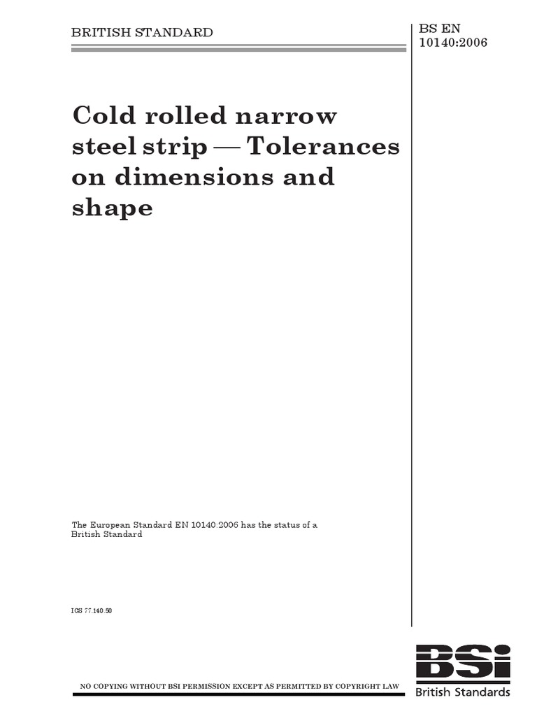BS en 10140-2006 | PDF | Engineering Tolerance | Sheet Metal