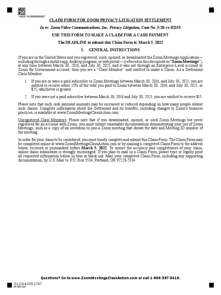 Claim Form | PDF | United States Postal Service | Computing