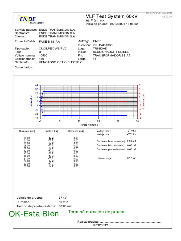 Prueba VLF | PDF | Ingenieria Eléctrica | Electricidad