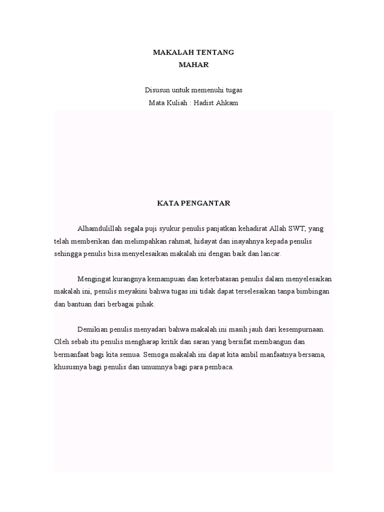 MakaIah Tentang Mahar | PDF | Agama & Spiritualitas