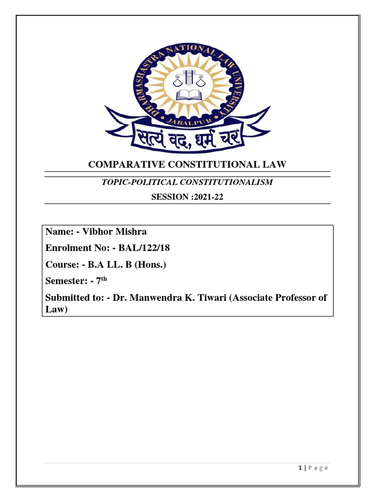 Comparative Constitutional Law Project | PDF | Constitution | Judicial ...