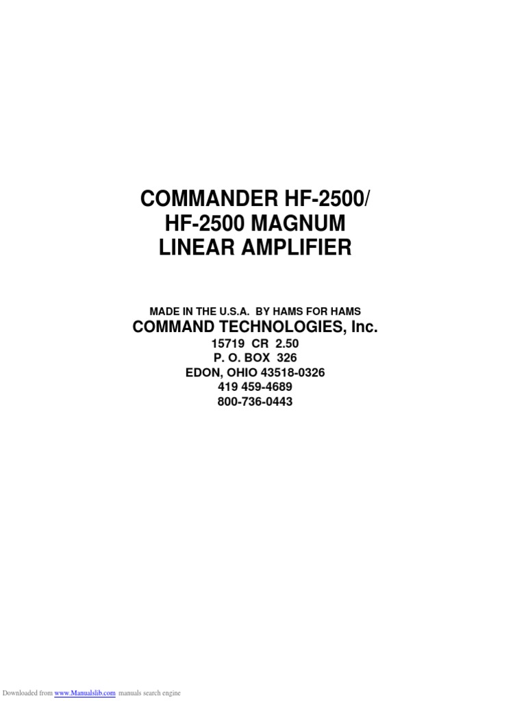 COMMANDER HF-2500/ HF-2500 MAGNUM Linear Amplifier: Command ...
