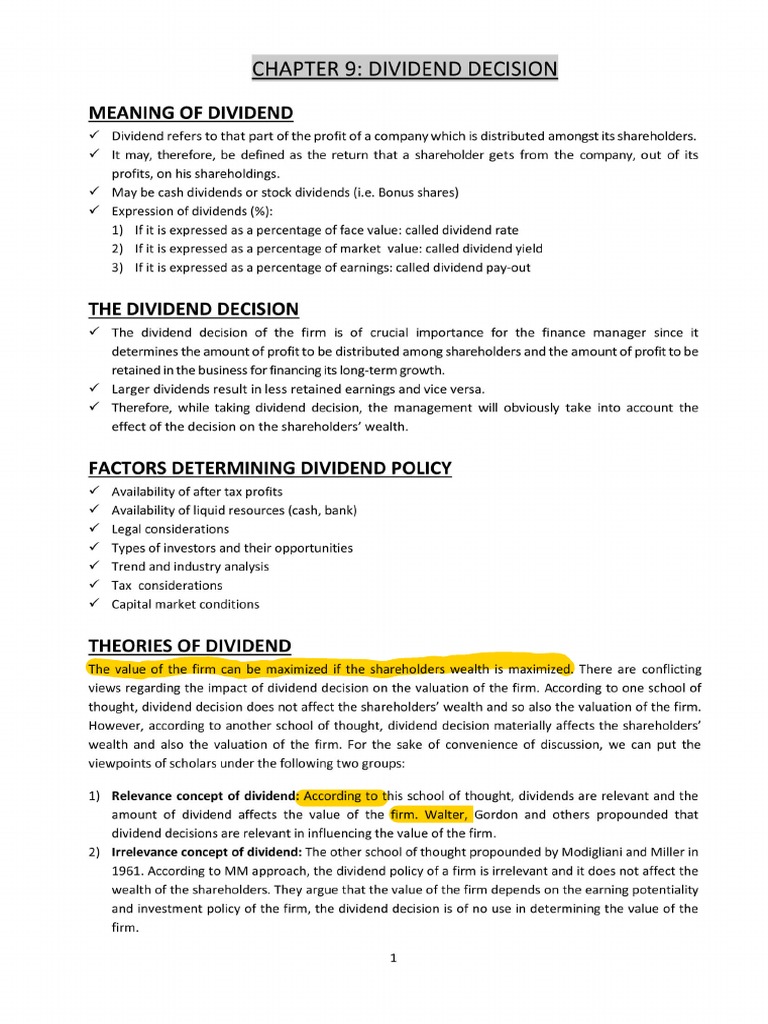 Dividend Policy | PDF