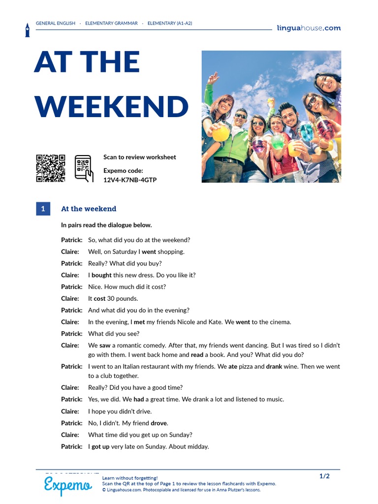 Lesson 20 The-Weekend | PDF | Syntax | Languages