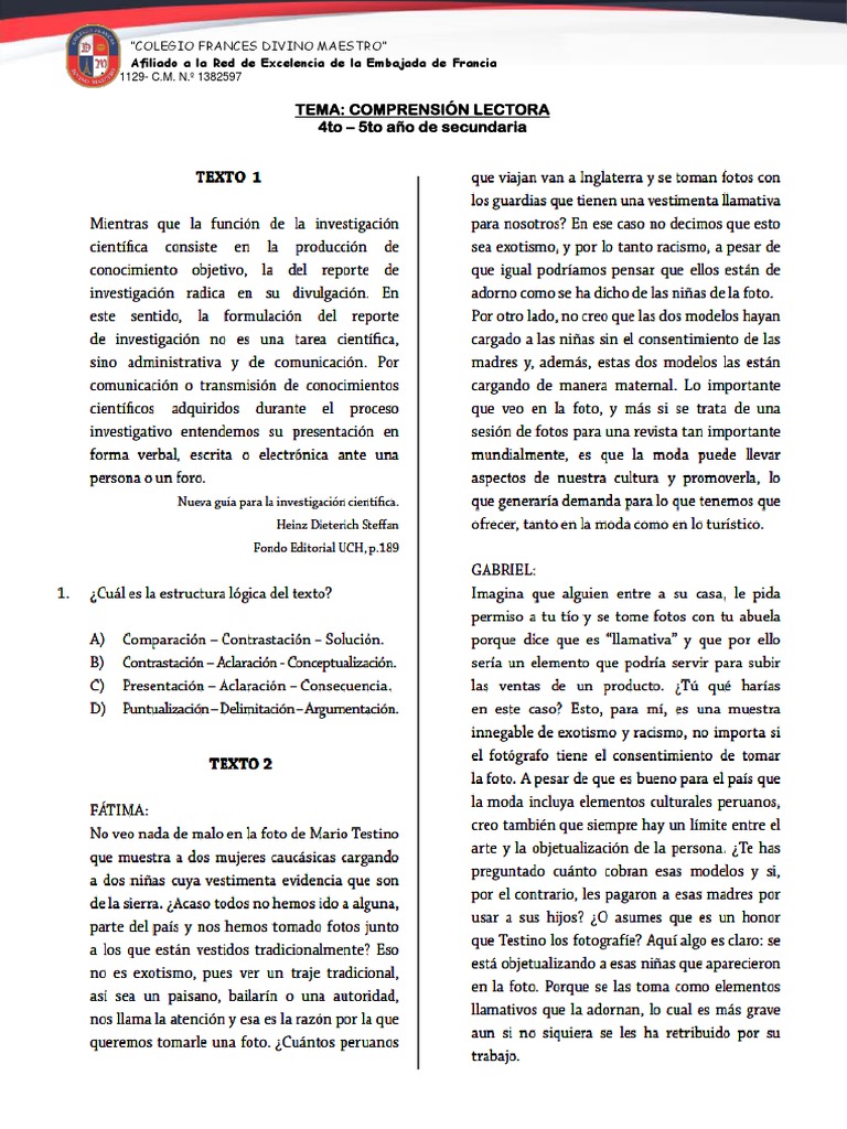 Ficha Comprension Lectora | PDF