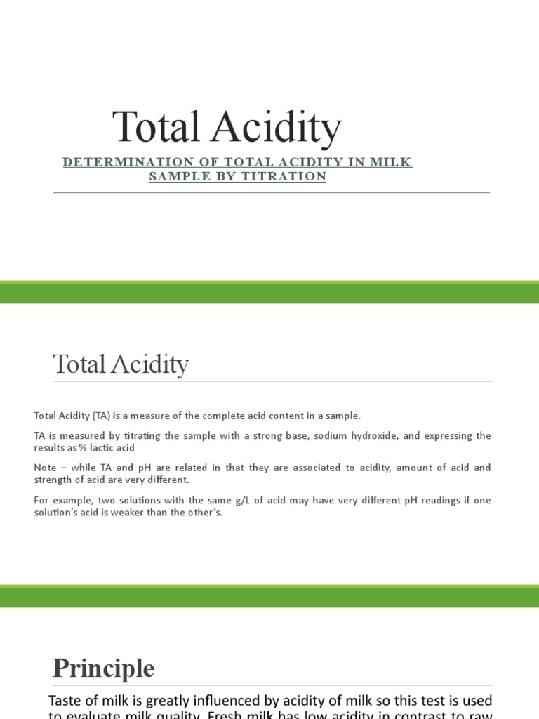 L10. Determionation of Total Acidity of Milk Sample | PDF