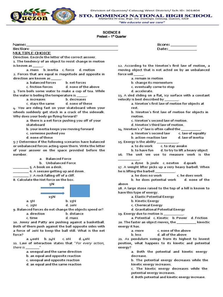 Name: Score: Section: Date: Multiple Choice: There Is - " | PDF | Force ...