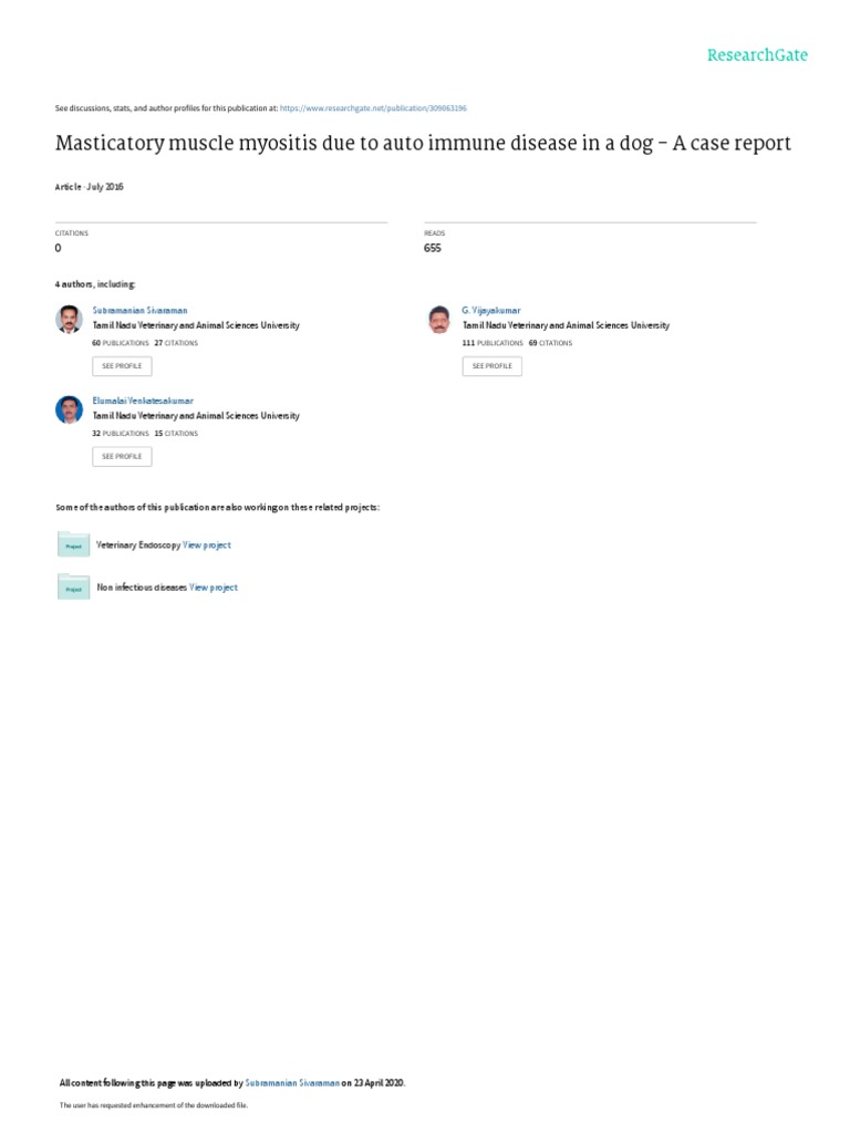 Masticatory Muscle Myositis Due To Auto Immune Disease in A Dog - A ...