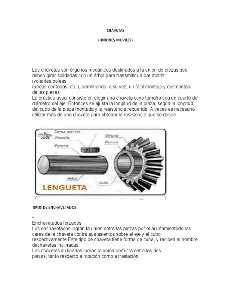 Chavetas Uniones Moviles | PDF | Rotación alrededor de un eje fijo | Eje