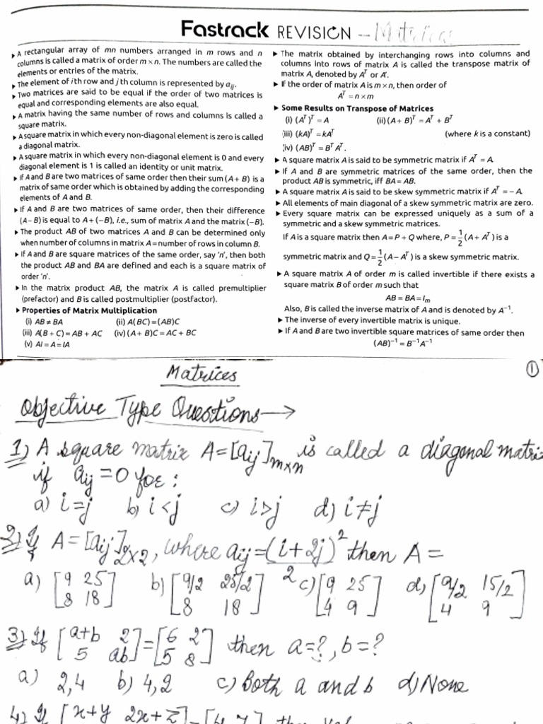 Matrices - Assignment 1 | PDF | Matrix (Mathematics) | Linear Algebra