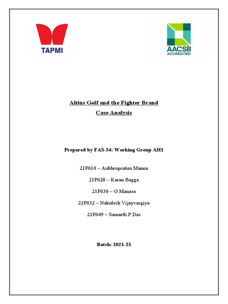 Altius Golf and The Fighter Brand | PDF | Retail | Economies