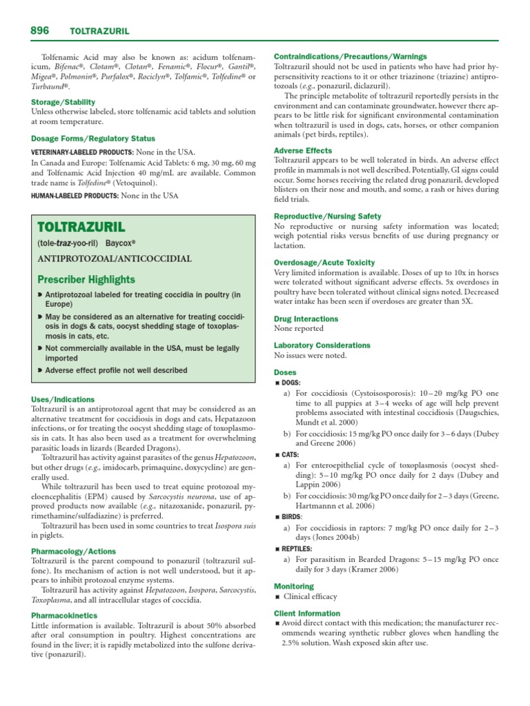 Toltrazuril-Plumbs Veterinary Handbook | PDF | Drugs | Pharmacology