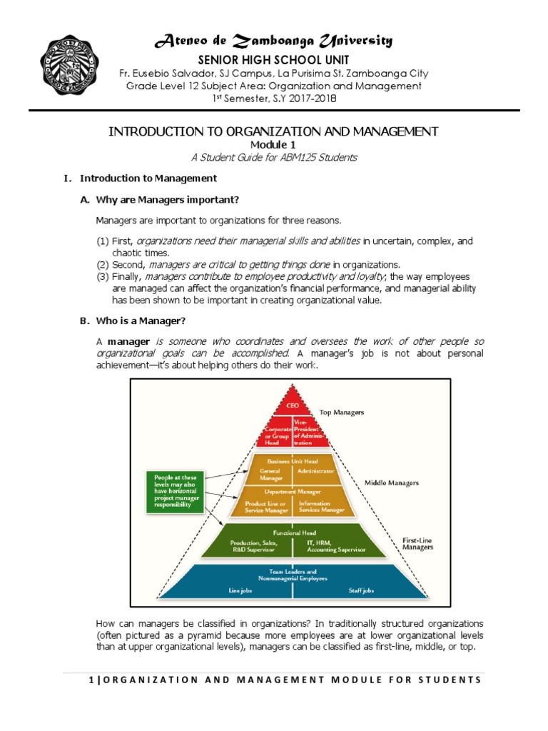 Module 1 - Introduction To Organization and Management | PDF | Goal ...