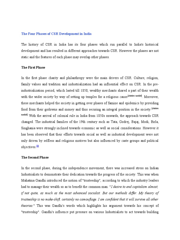 Historical Phases of CSR | PDF | Corporate Social Responsibility ...