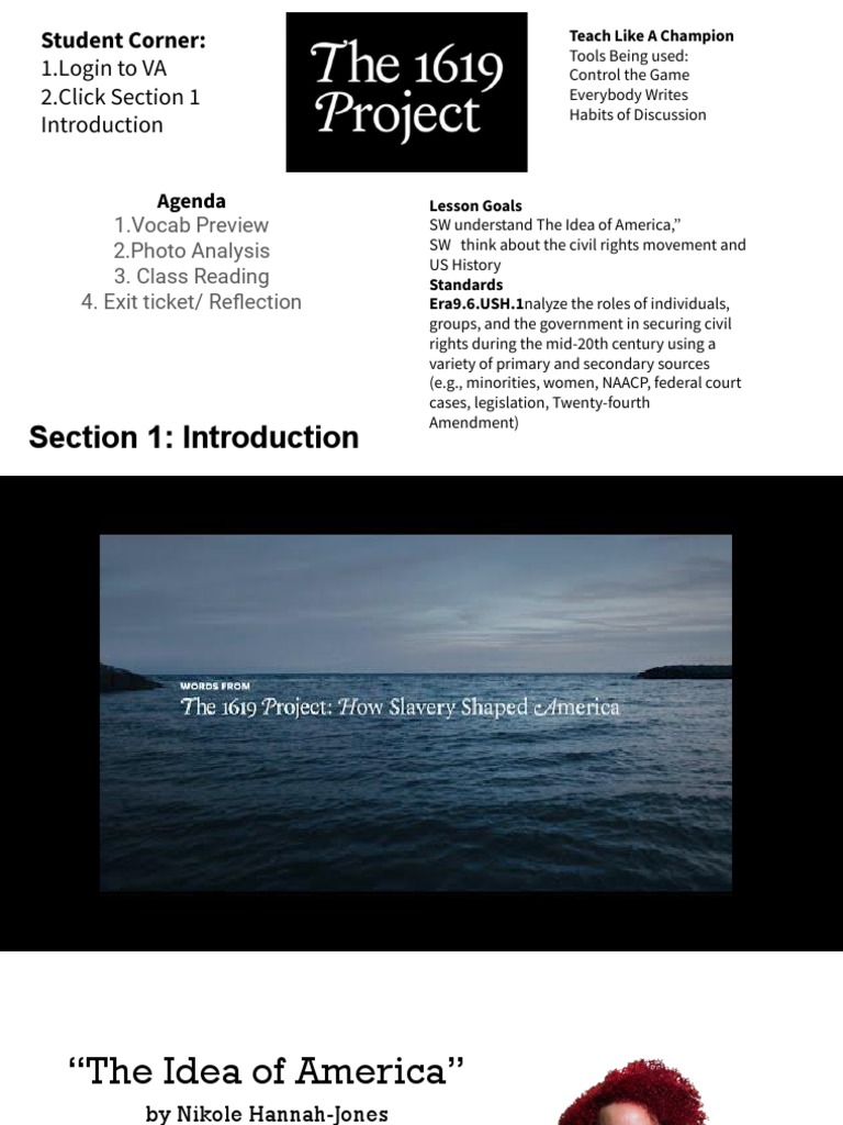 1619 Project The Idea of America Part 1 | PDF | The United States ...