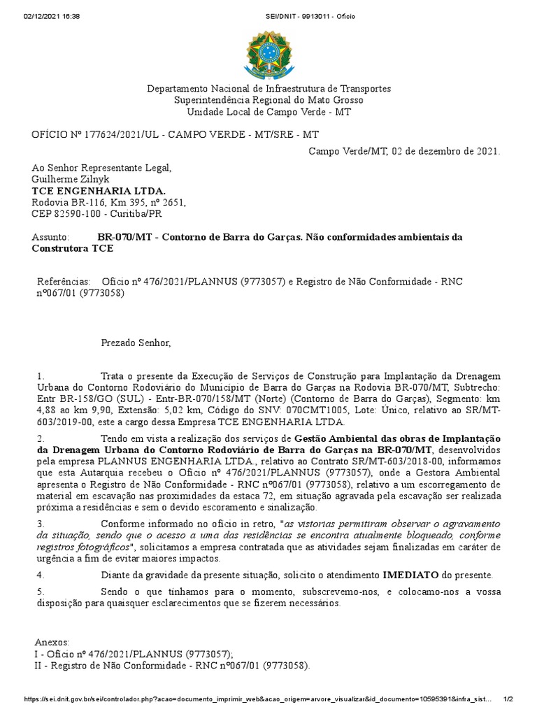SEI - DNIT - 9913011 - Ofício | PDF