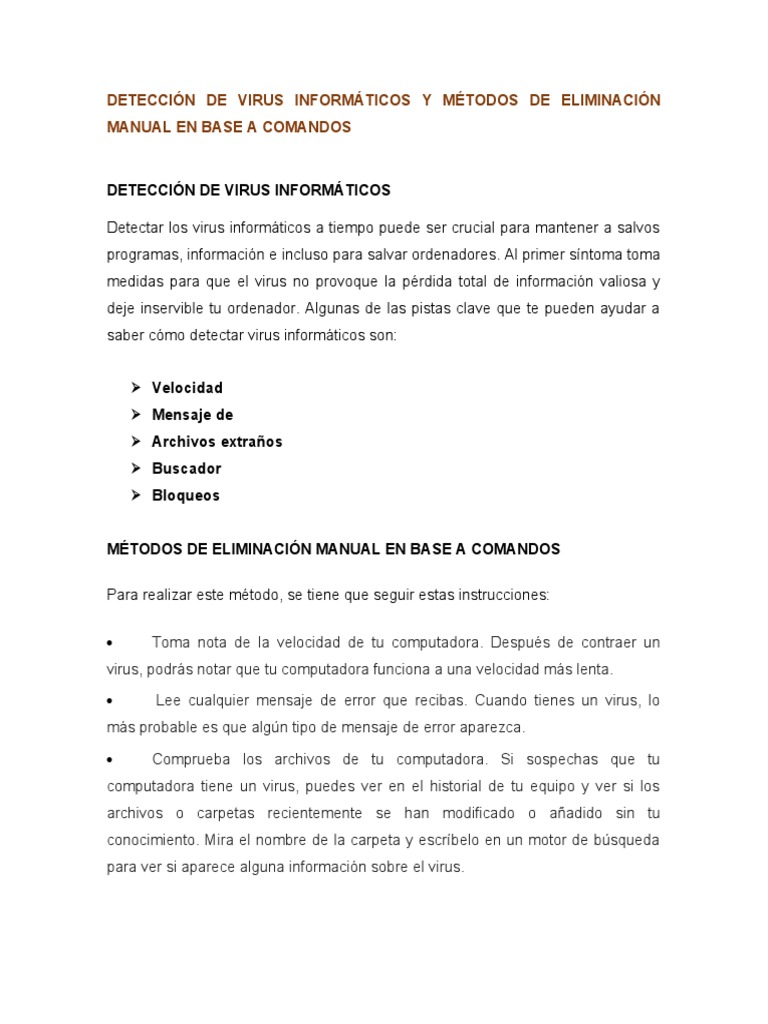 Detecting Computer Viruses and Manual Removal Methods Based on Commands ...