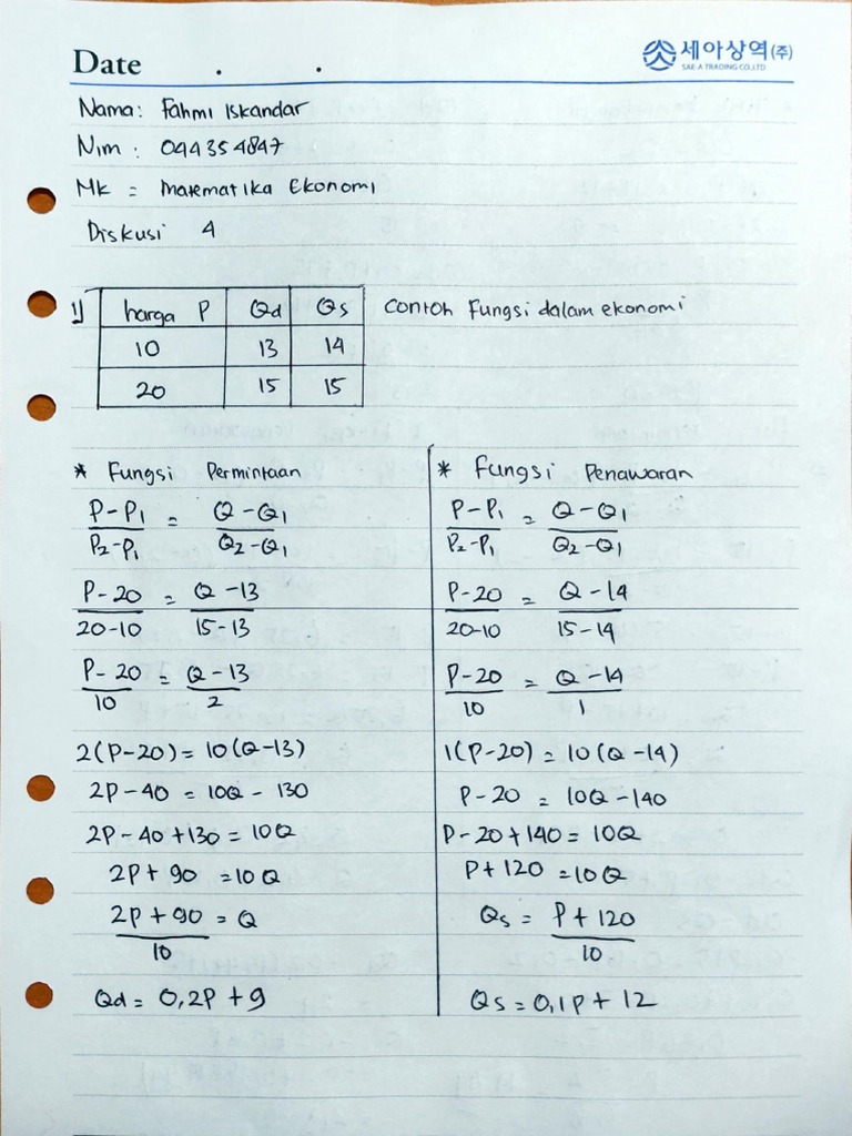 Diskusi 4 Matematika Ekonomi | PDF