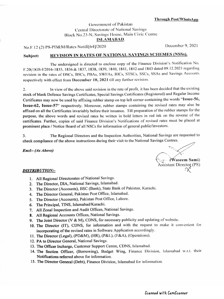 2021, December 09 (NSS Revised Rates) | PDF