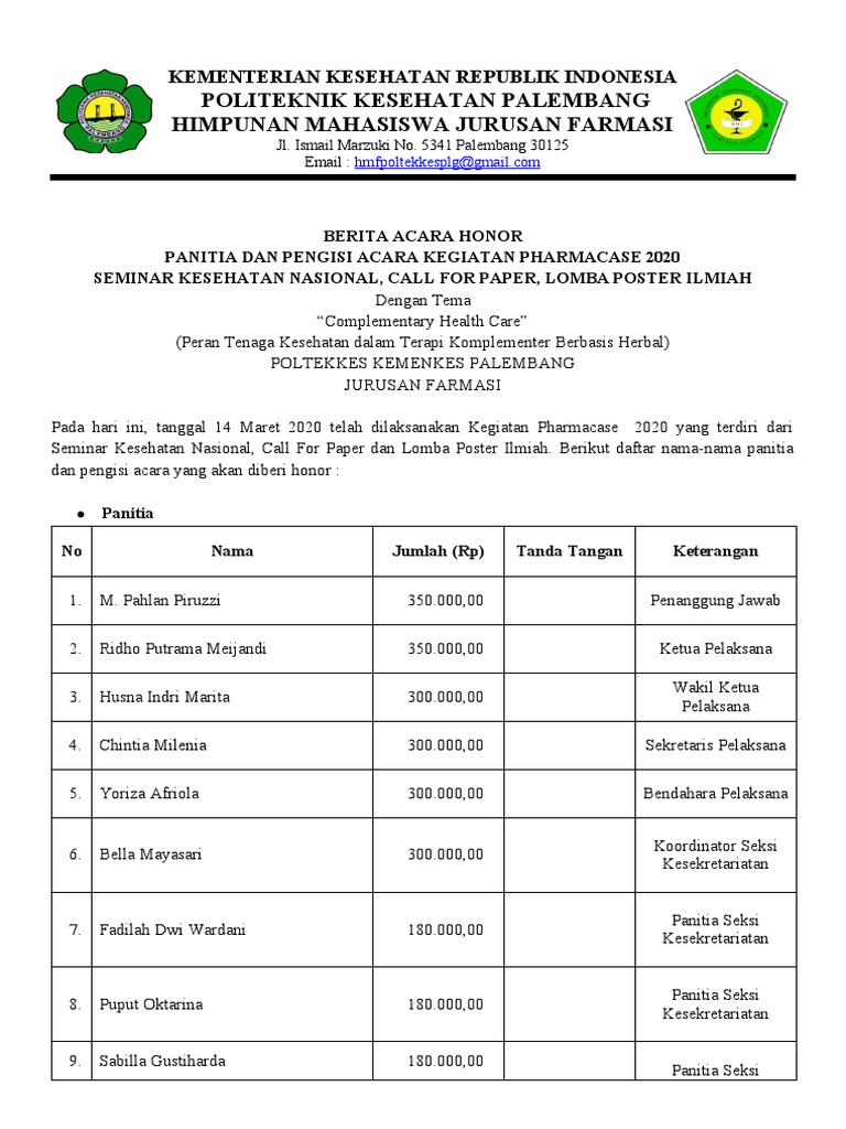 Berita Acara Honor Panitia | PDF