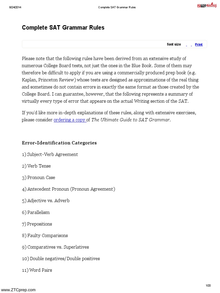 English Sat Rules | PDF | Grammatical Number | Adverb