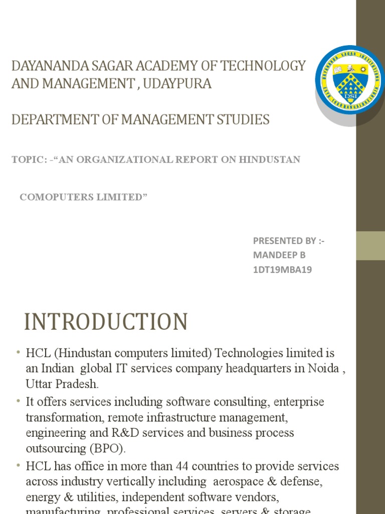 Dayananda Sagar Academy of Technology and Management, Udaypura Department of Management Studies ...