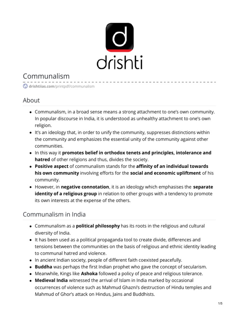 Communalism in India - Causes, Incidents and Measures | PDF