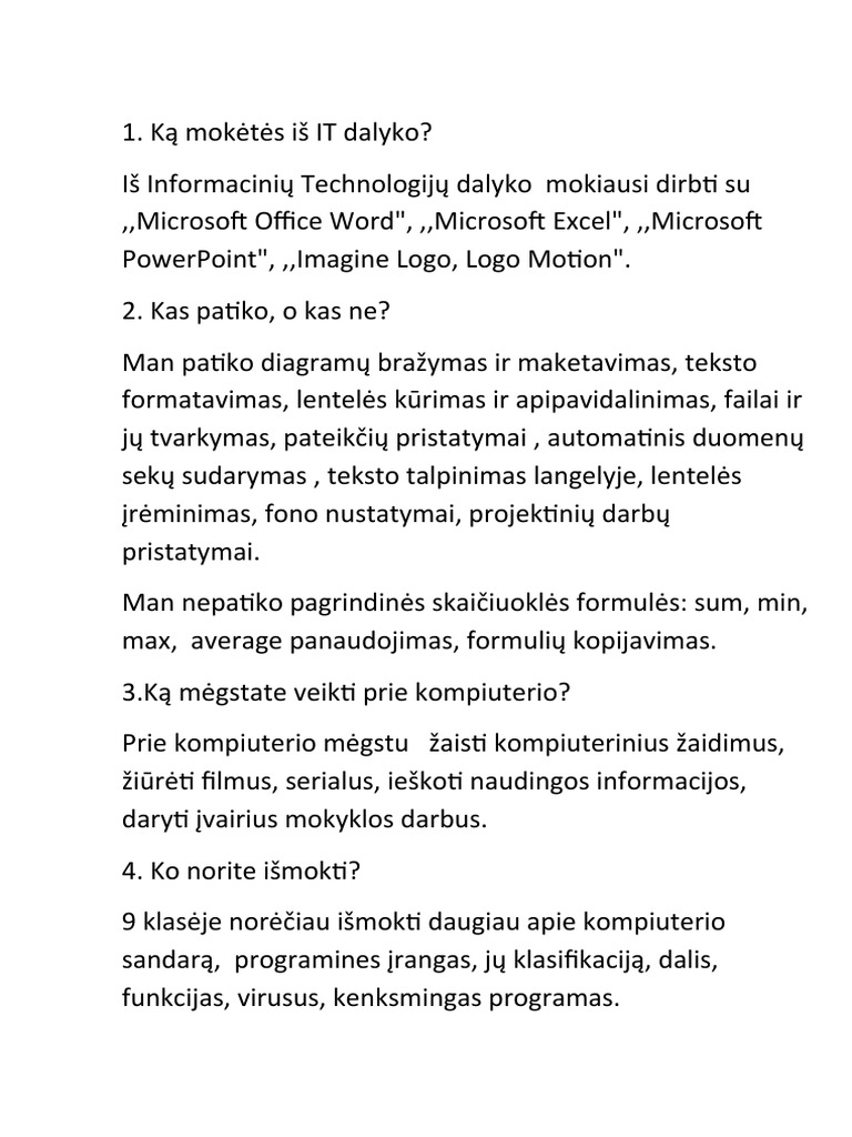 Informatika 9 Klasė | PDF