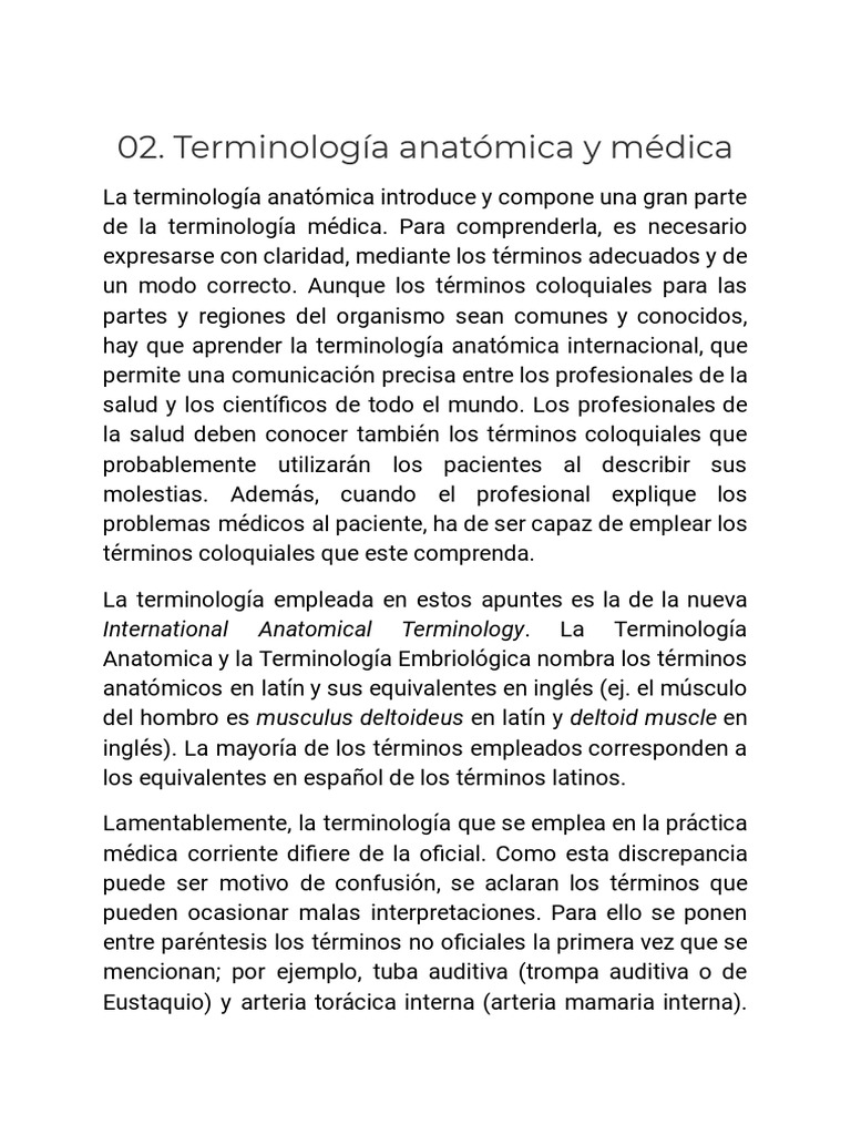 Terminología Anatómica y Médica | PDF | Mano | Términos anatómicos de ...