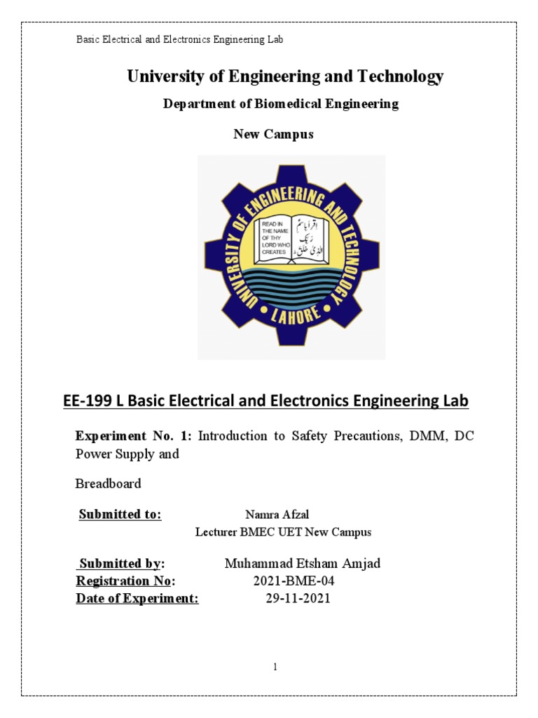 University of Engineering and Technology: Power Supply and Breadboard ...