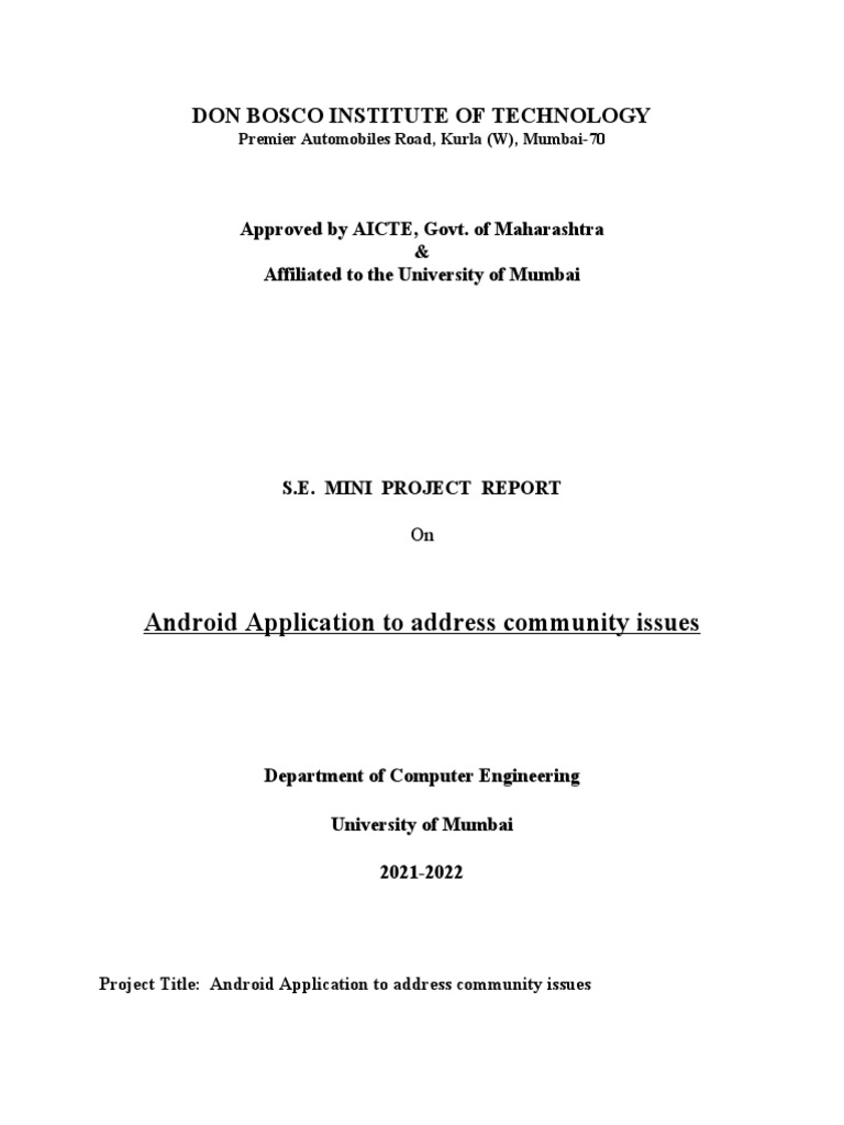 Don Bosco Institute of Technology: Android Application To Address ...