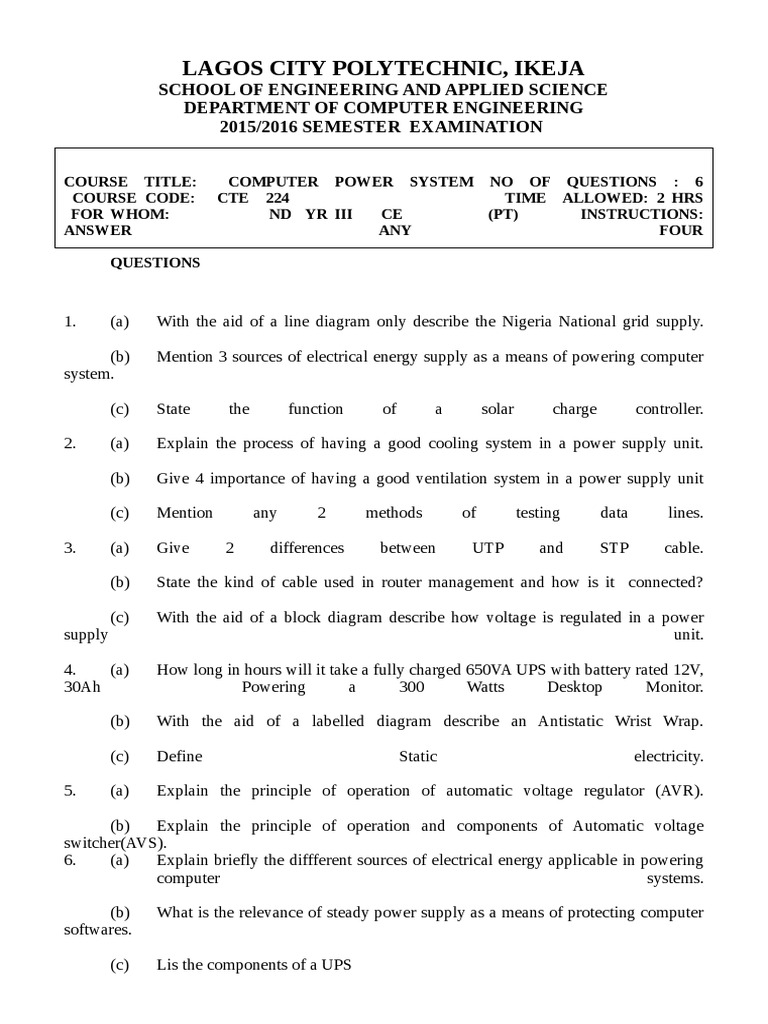 Cte 224 ND Yr Iii Ce PT Computer Power System | PDF | Computers