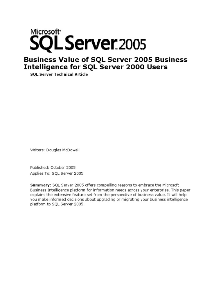 Bi Business Value | PDF | Microsoft Sql Server | Business Intelligence