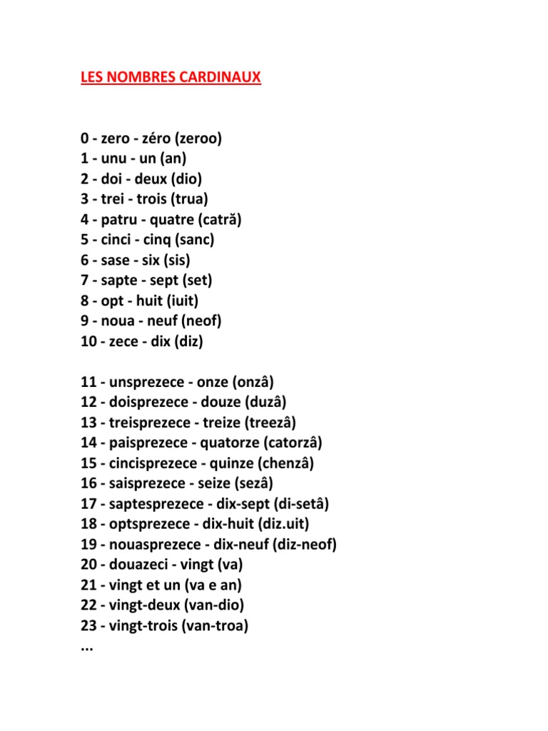 Les Nombres Cardinaux | PDF